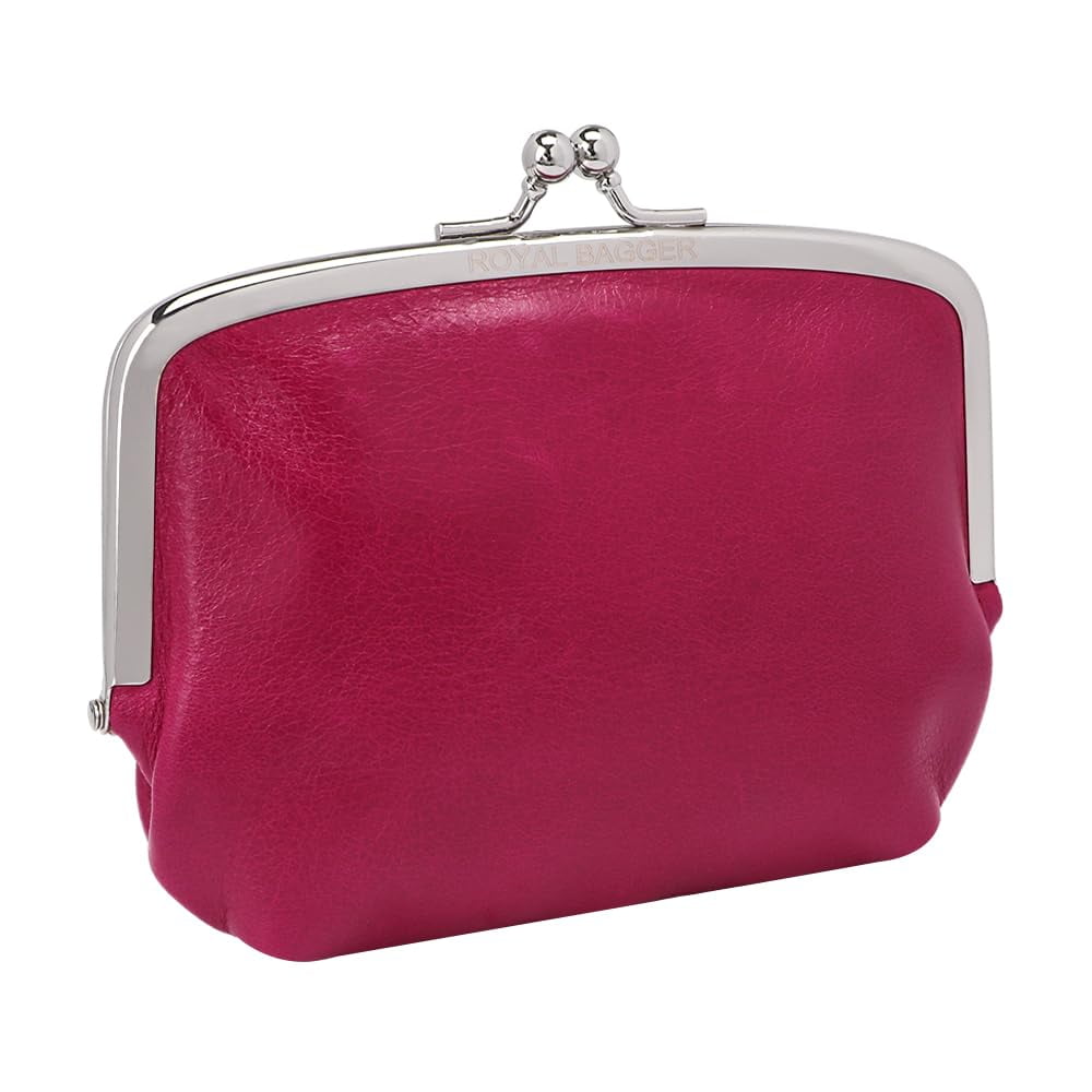 Genuine Leather Vintage Coin Purse Compact Secure Kiss-Lock Design for ...