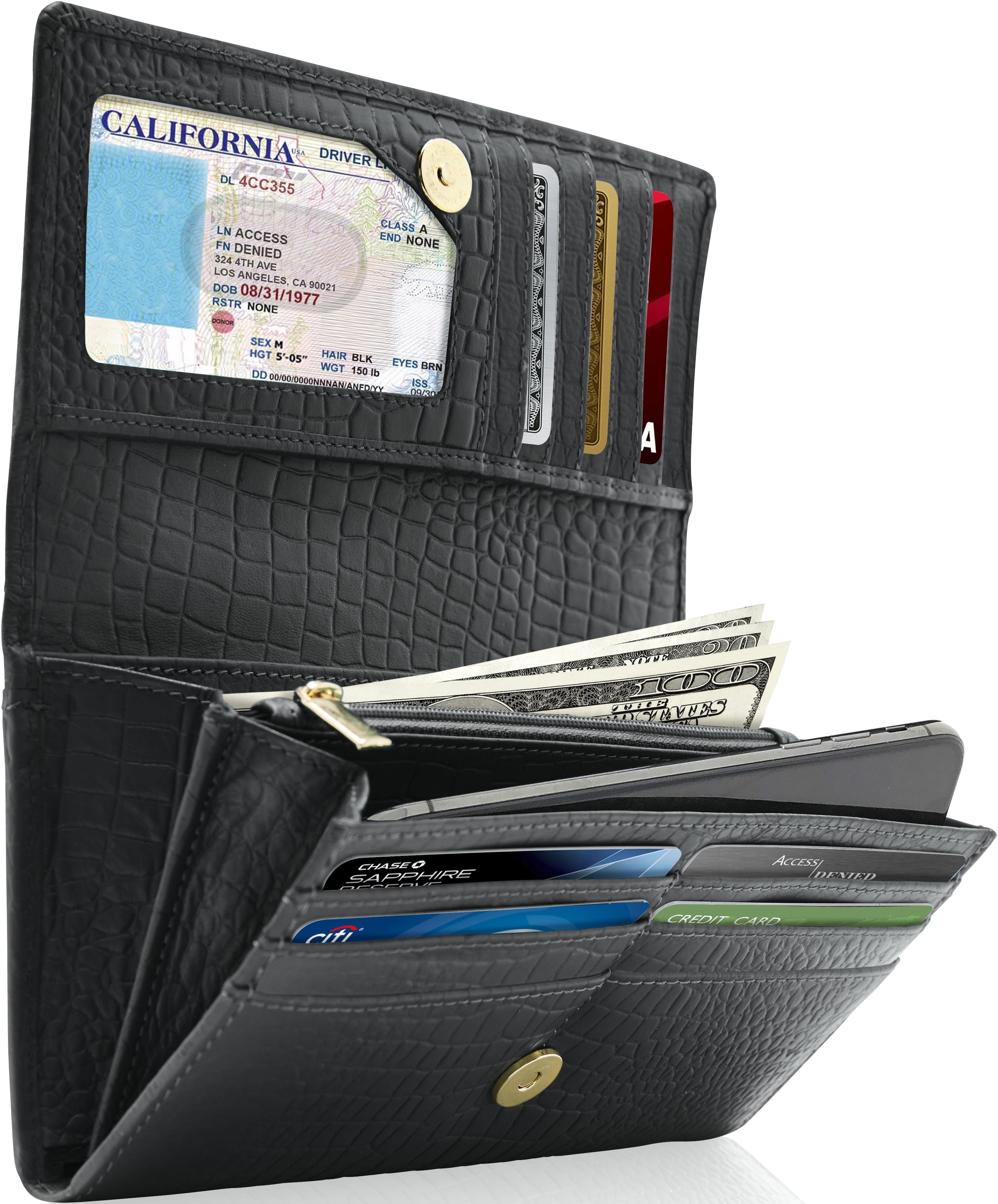 Genuine Leather Wallets For Women - Ladies Accordion Clutch Wallet With ...