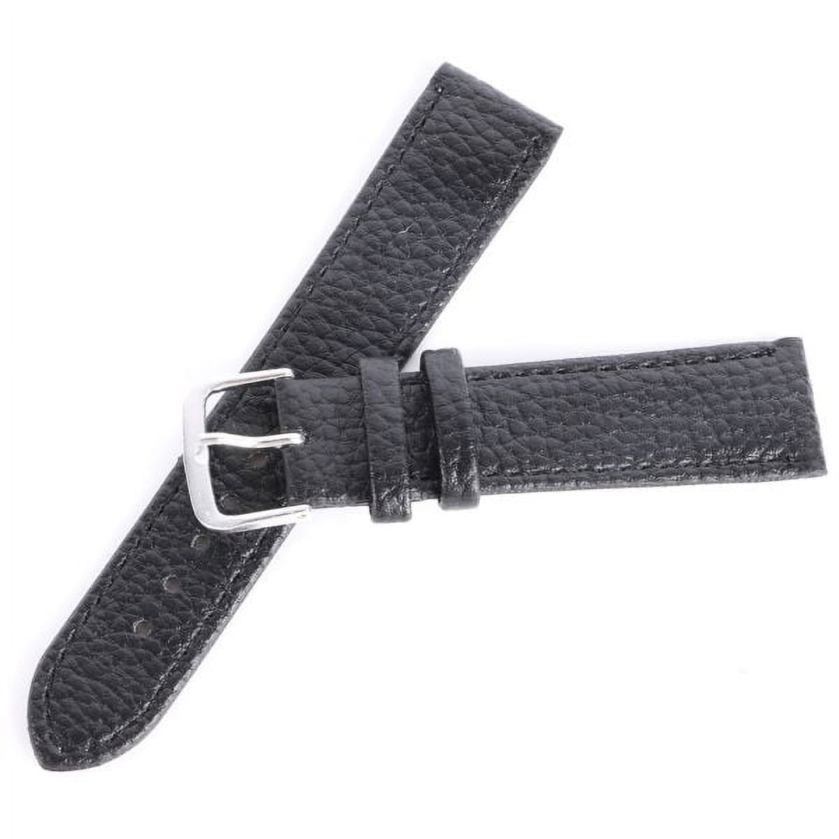 Genuine Leather Watch Band Strap Litchi Pattern Printed Pin Buckled Adjustable Leather Wristband ...