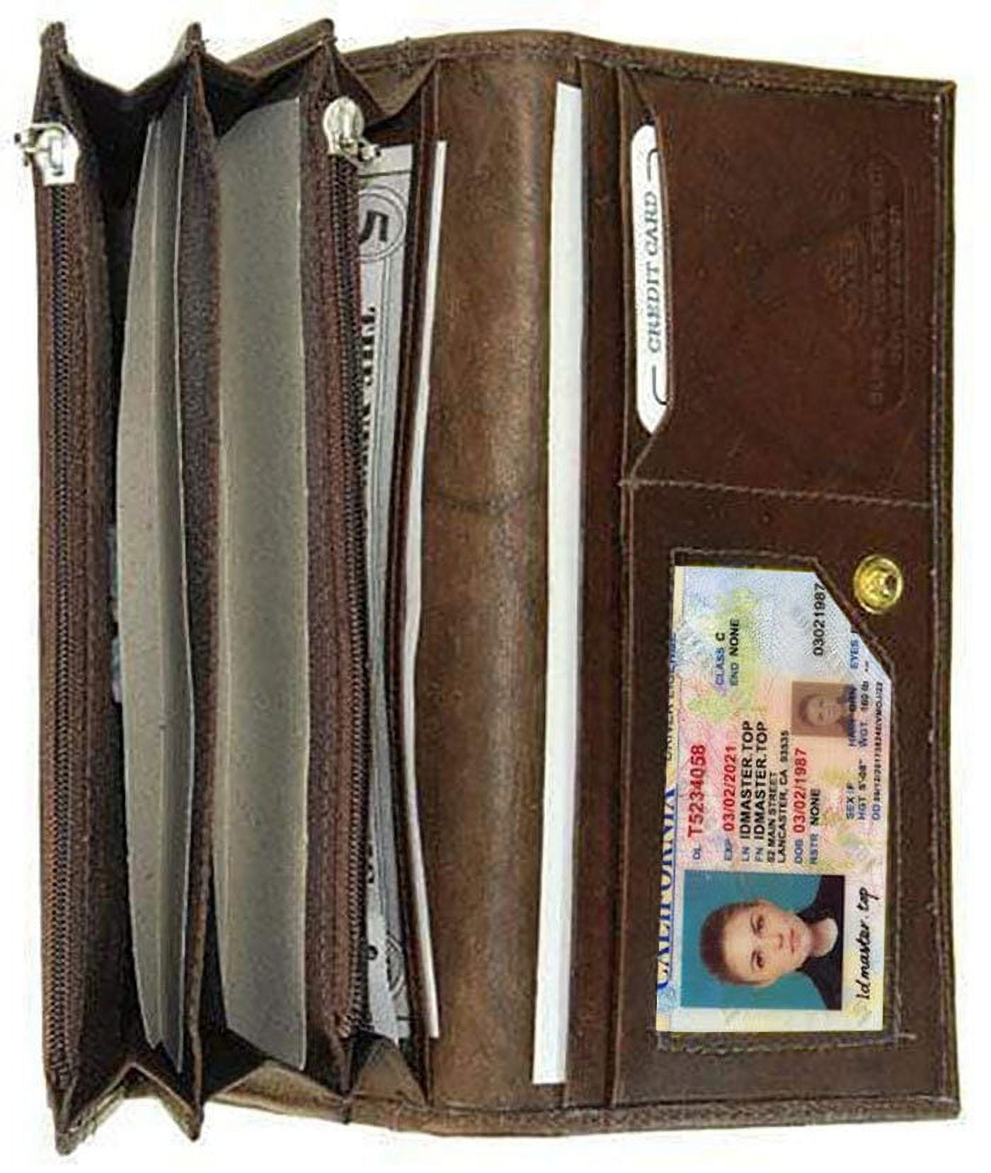Genuine Leather Women's Checkbook Clutch Wallet Secretary Credit Card ...