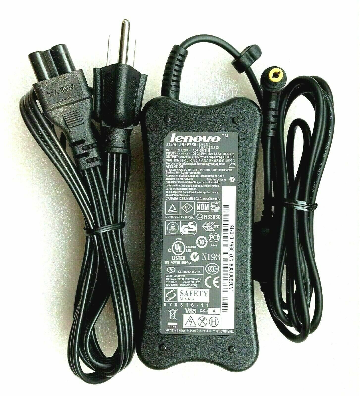 Pre-Owned Genuine Lenovo AC Power Adapter 19V 3.42A 65W ADP-65YB 0712A1965 54Y8848 Charger ...