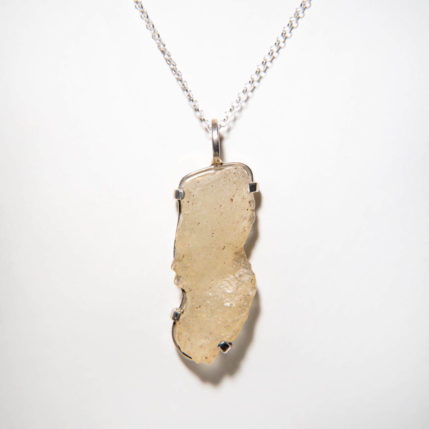 Genuine Libyan Desert Glass Pendant (10.4 grams) with 18" Sterling ...
