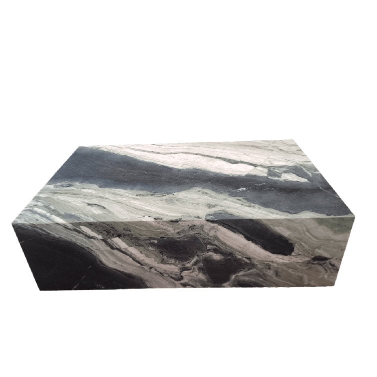 Genuine Marble Block Coffee Table - Fantasy Green Marble - Walmart.com