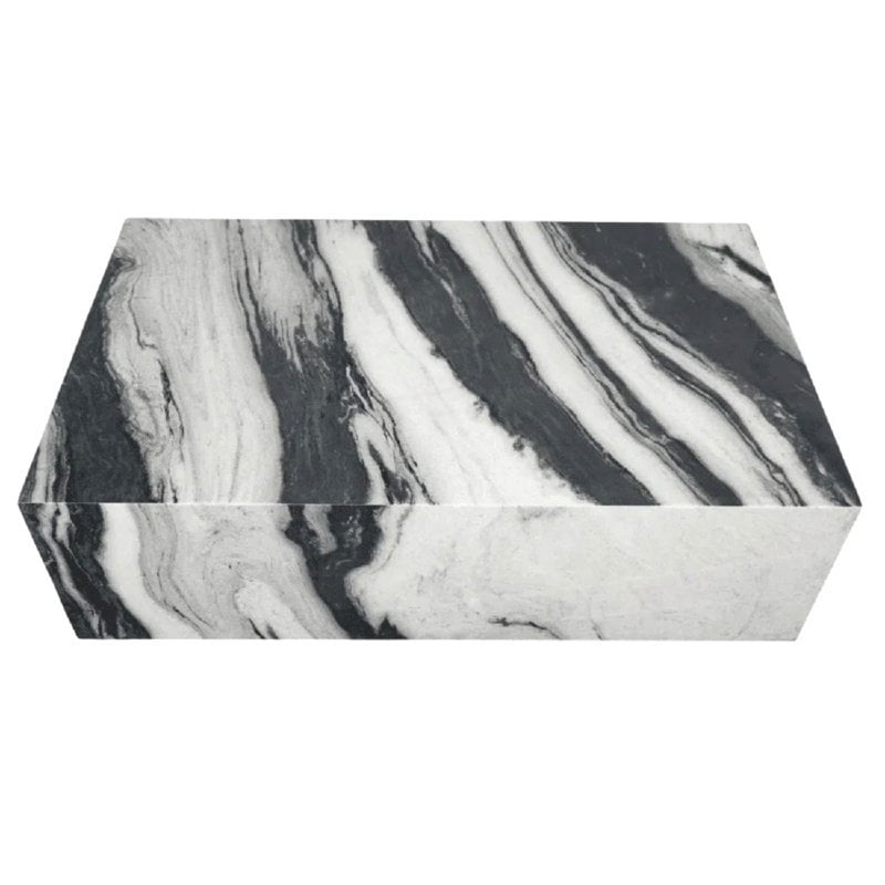 Genuine Marble Block Coffee Table - Panda White Marble - Walmart.com