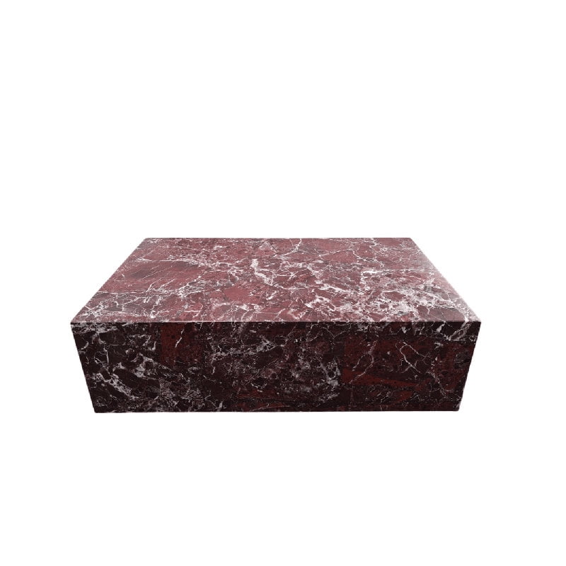 Genuine Marble Block Coffee Table - Rosso Levanto Marble - Walmart.com