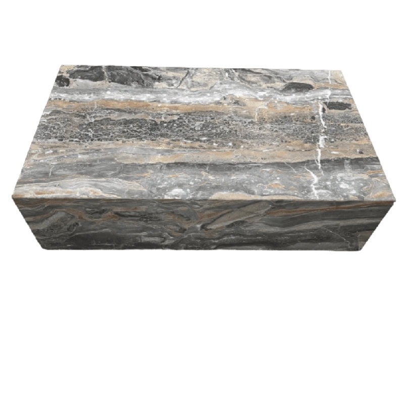 Genuine Marble Block Coffee Table - Grey Galaxy Marble - Walmart.com