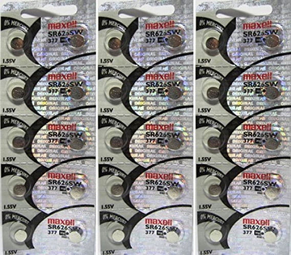 Genuine Maxell 377 SR626SW 1.55v Cell Button Battery x 30 - Walmart.com