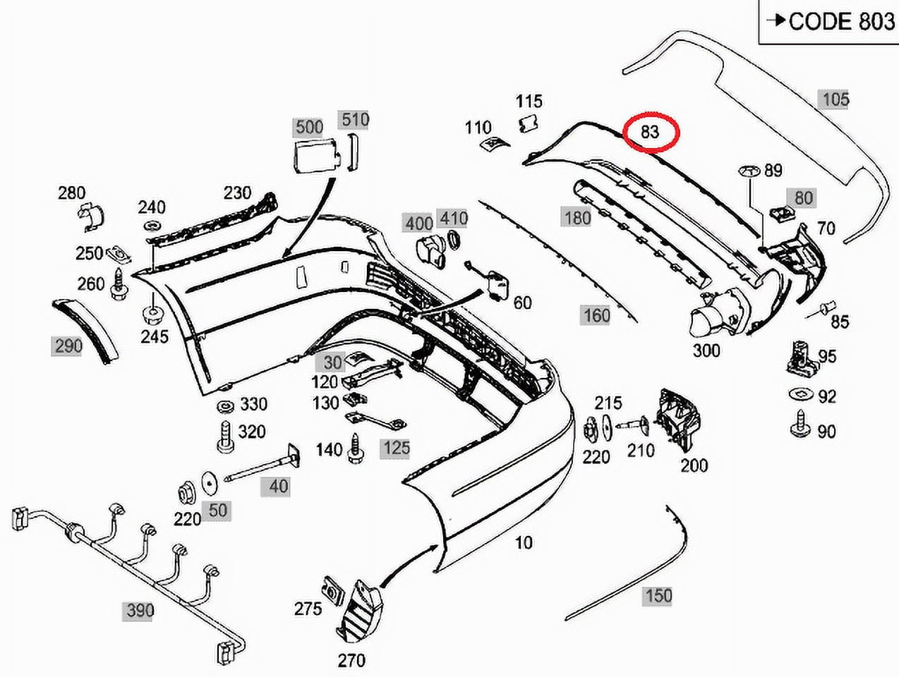 Genuine Mercedes-Benz E350 Rear Bumper-Lower Cover Paneling 2128855425 ...