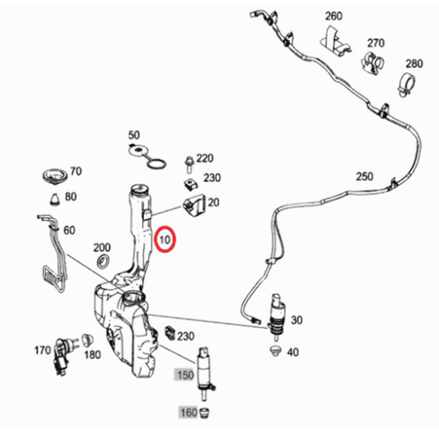 Genuine Mercedes Windshield Washer Fluid Reservoir Tank Container OE ...