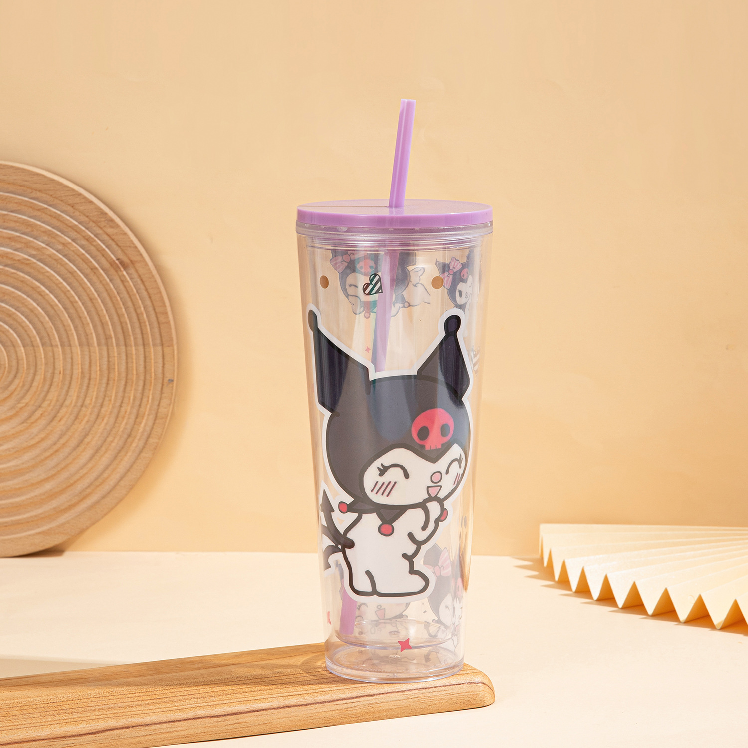 Genuine Miniso Sanrio Kuromi Straw Cup My Melody Summer Stars Plastic ...