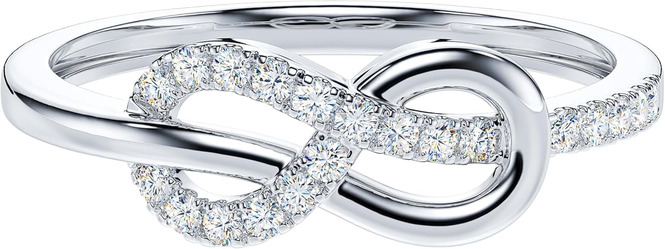 Genuine Moissanite Solid 14k White Gold Intertwined Tie The Infinity ...