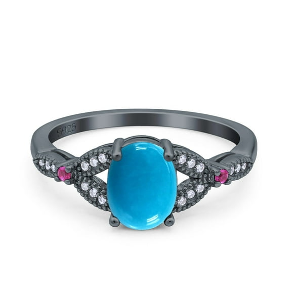 Genuine Natural Arizona Sleeping Beauty Turquoise Black Tone Silver ...