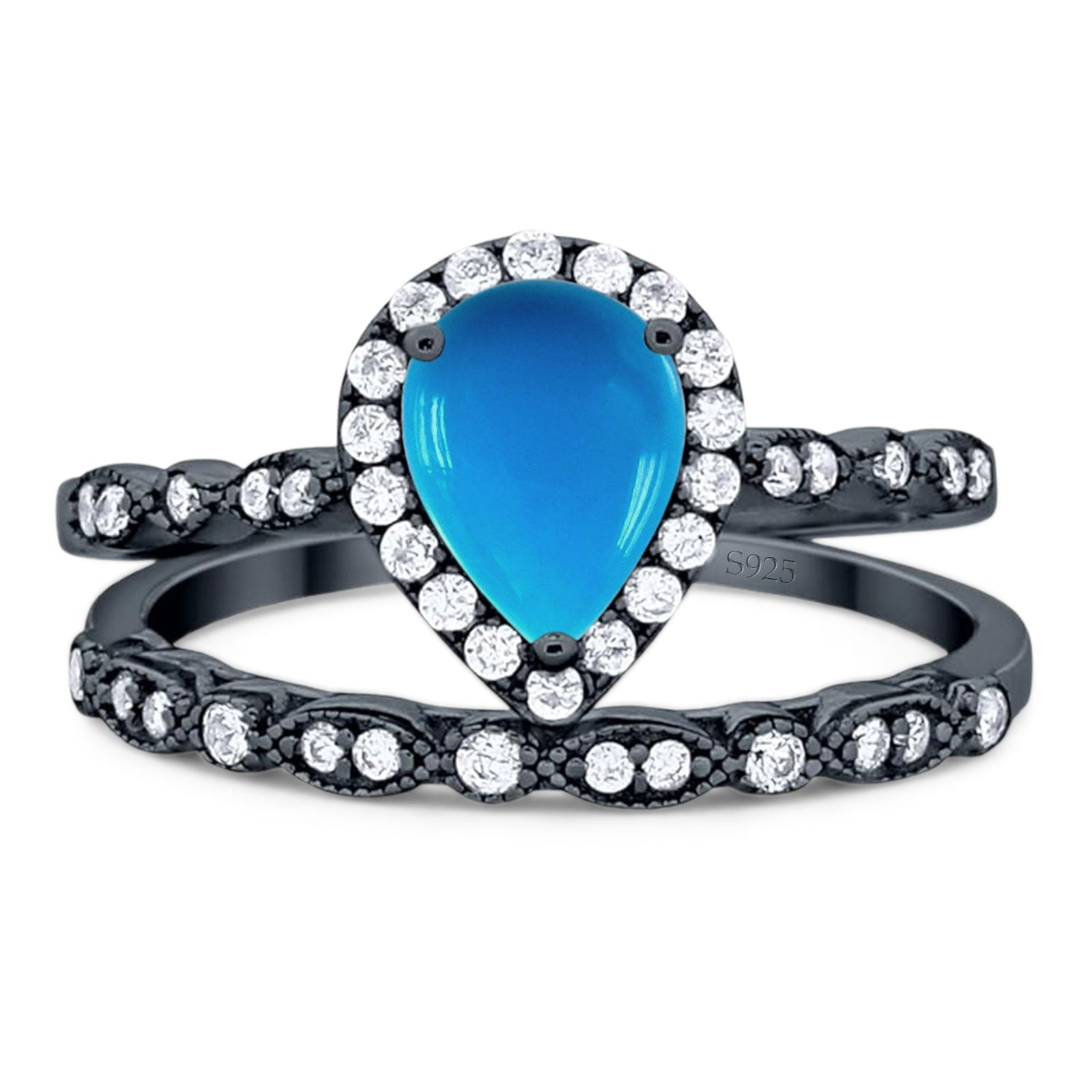 Genuine Natural Arizona Sleeping Beauty Turquoise Black Tone Silver ...