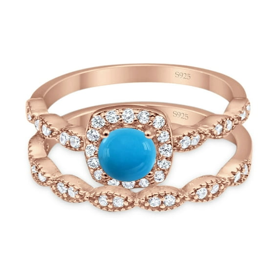 Genuine Natural Arizona Sleeping Beauty Turquoise Rose Tone Silver Size ...