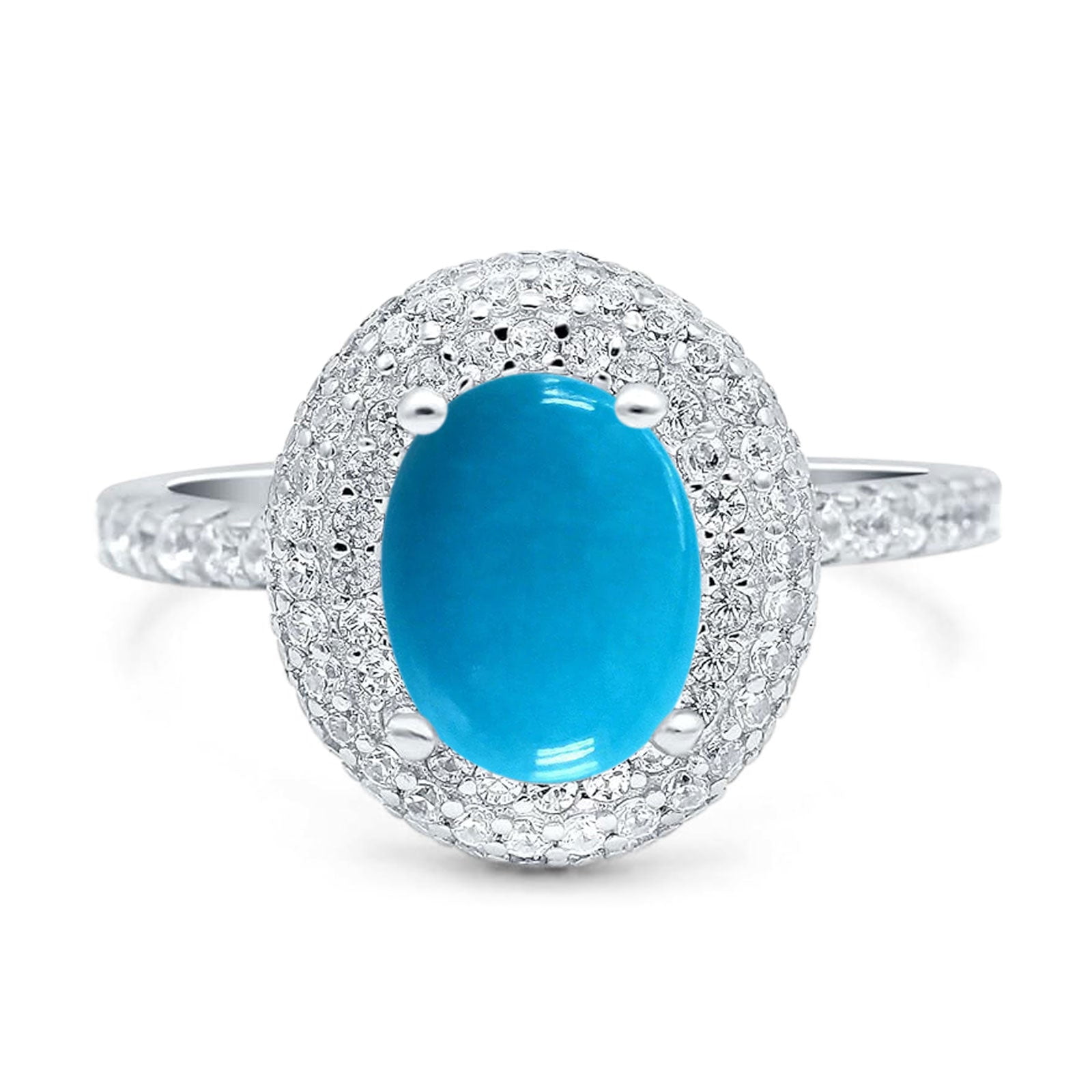 Genuine Natural Arizona Sleeping Beauty Turquoise Size-9 Art Deco Oval ...
