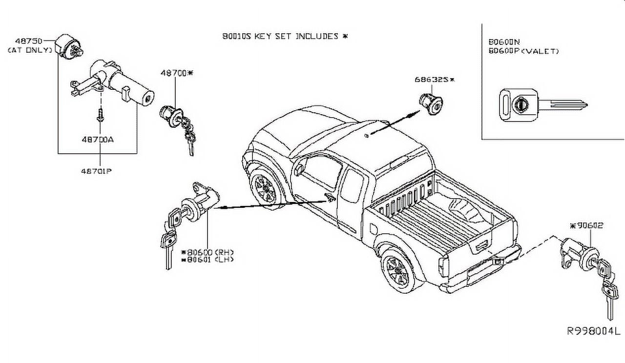 Genuine Nissan Frontier Tailgate Lock Cylinder Set Door (2005-2021 ...