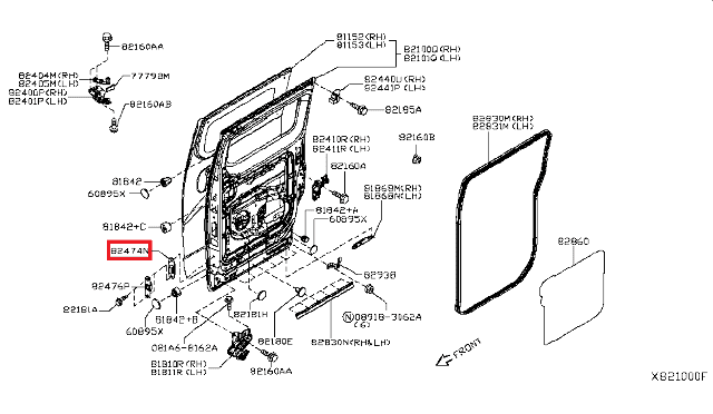 Genuine Nissan NV200 Side Sliding Door Dovetail Latch Lower Right OE ...