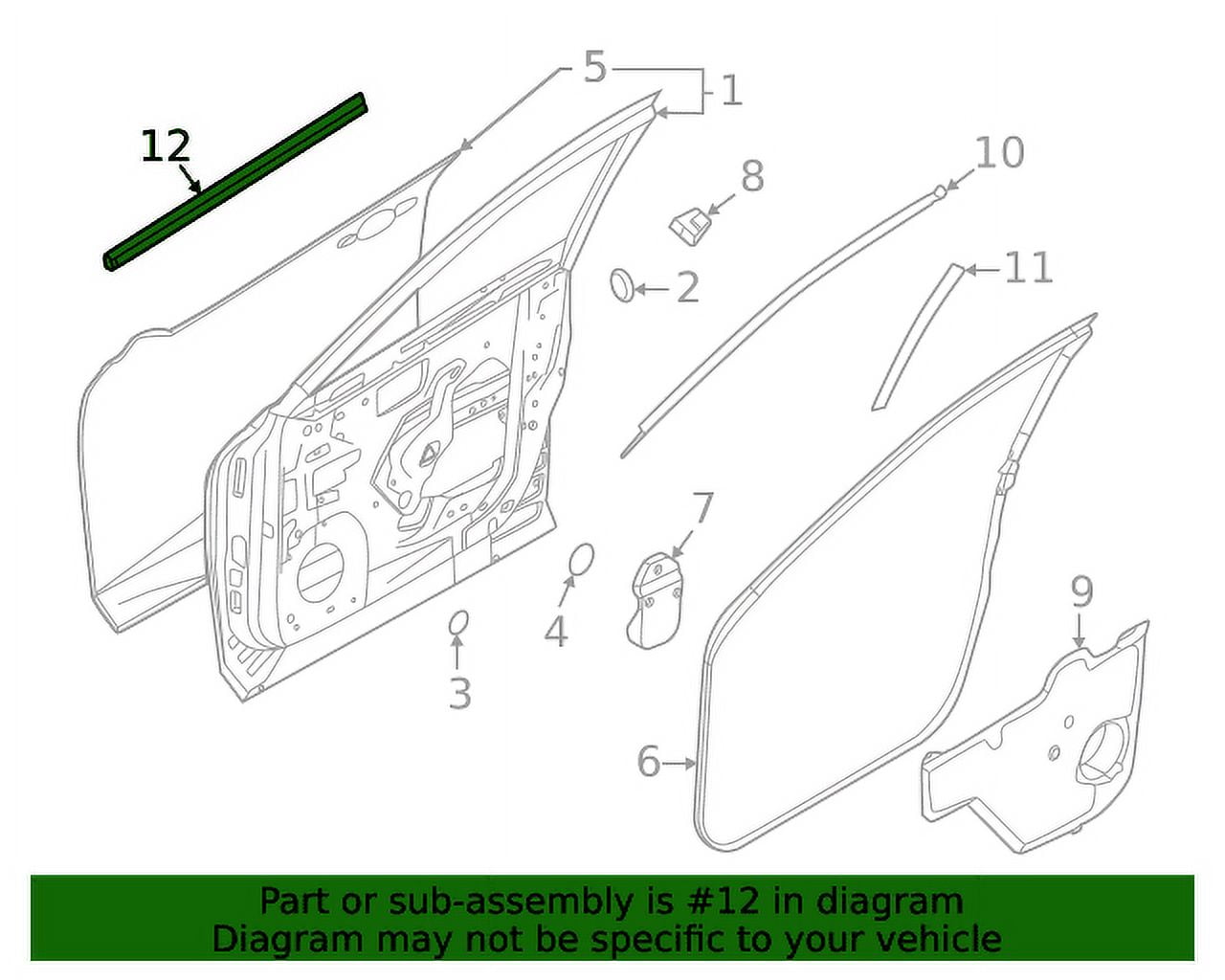Genuine Nissan OE Seal Assy-Front Door Inside Rh 80834-6RR0A - Walmart.com