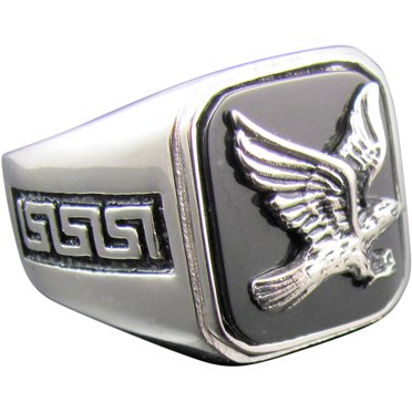 Stainless Steel Polished Enameled Eagle Ring, Available in Multiple ...