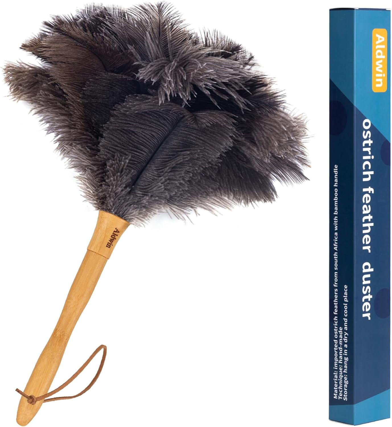 Genuine Ostrich Feather Duster, 16 inch Gray Ostrich Feather Duster ...