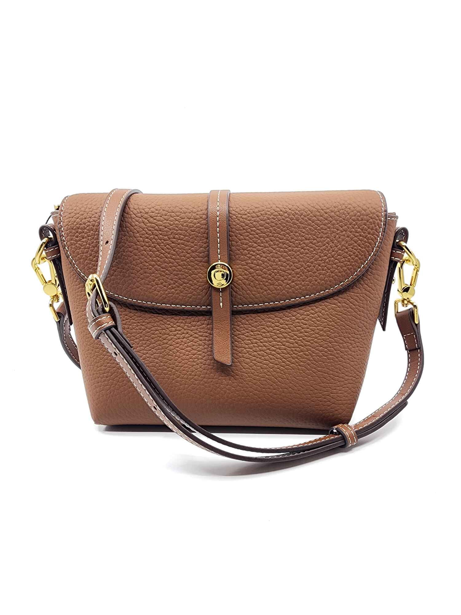 Genuine Pebble Leather Top Zip Flap shoulder Bag - Walmart.com