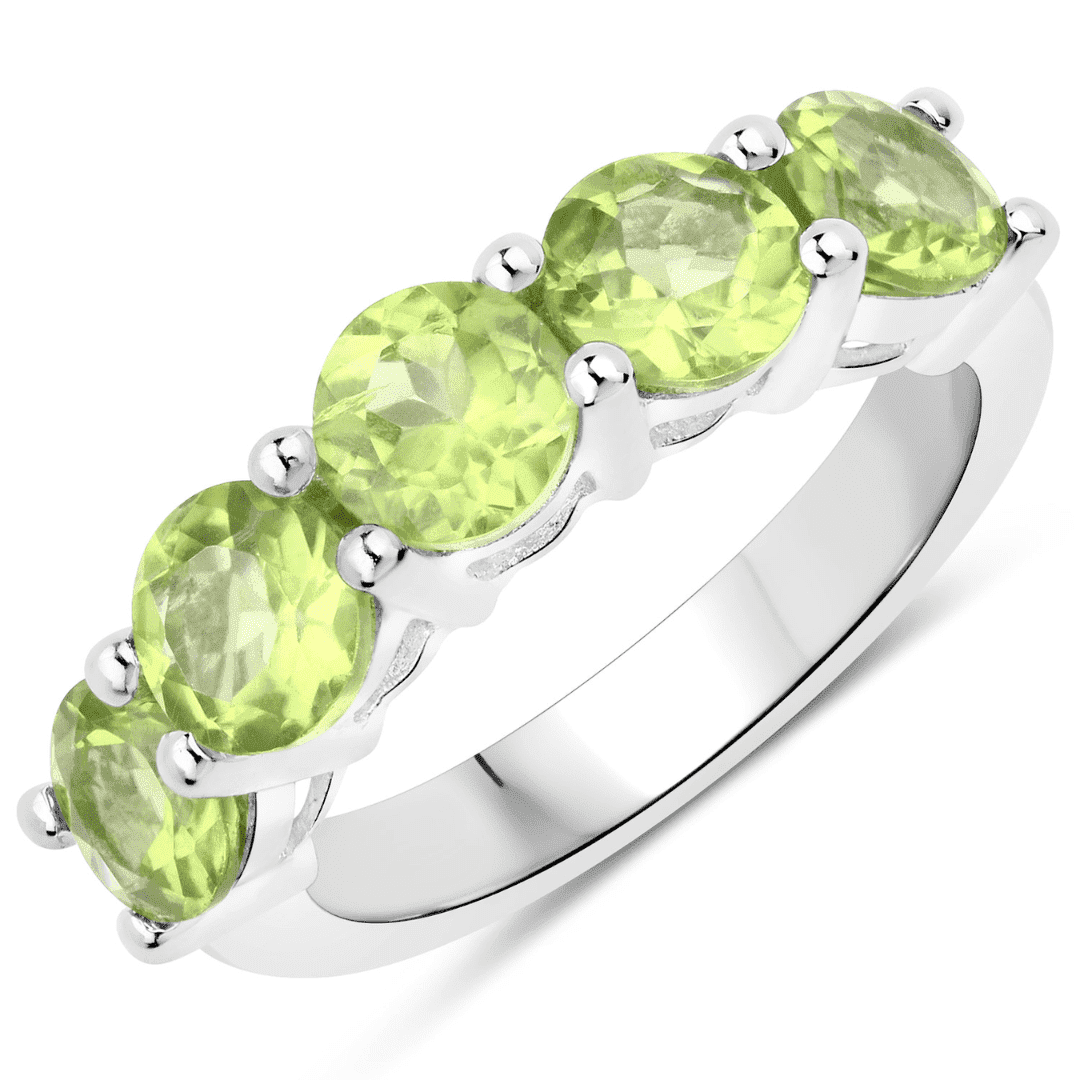 Genuine Peridot Ring in .925 Sterling Silver with Rhodium Plating 5 ...