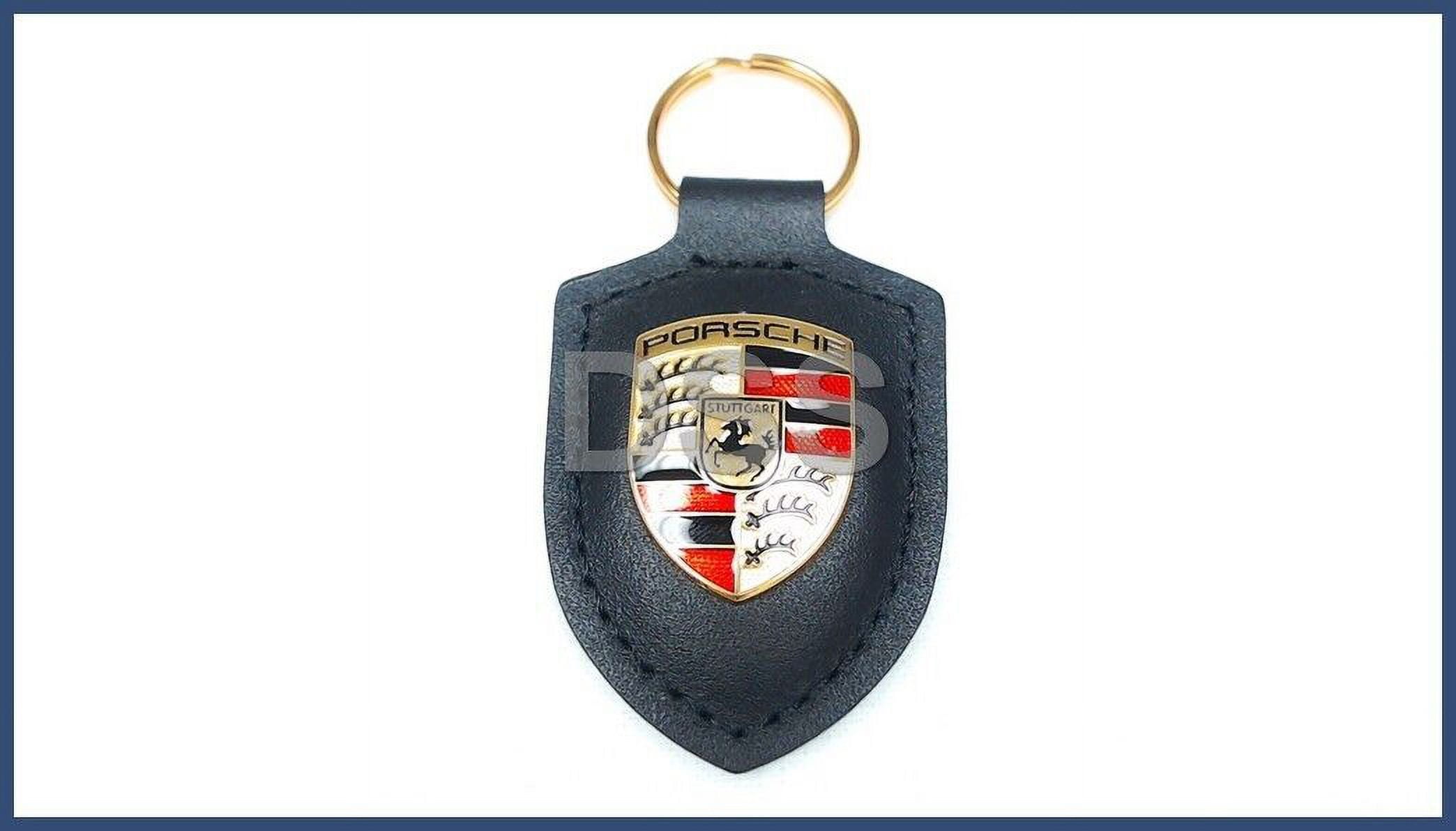 Genuine Porsche Key Chain Keyring Leather Crest Black Emblem OE ...