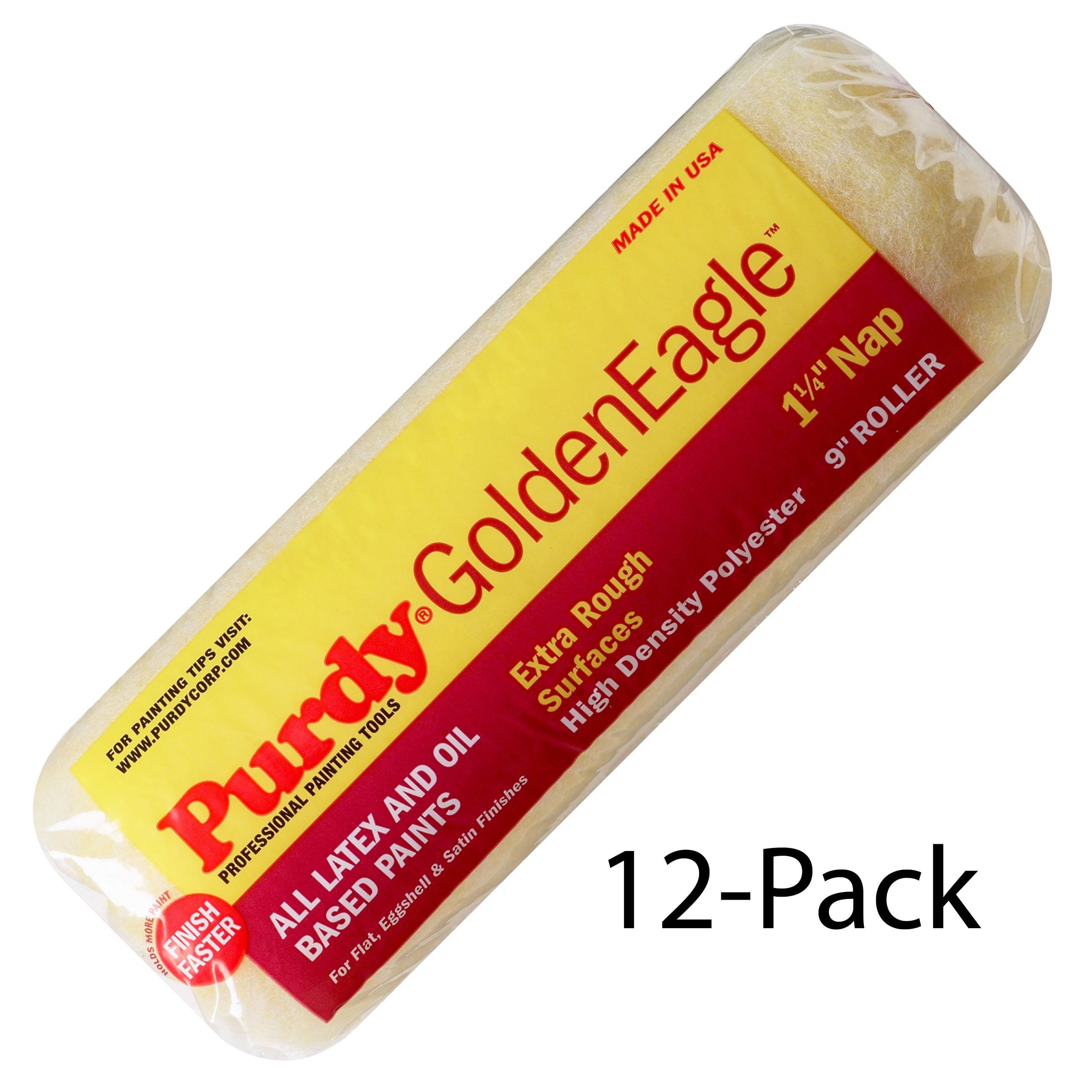 Genuine Purdy 12 Pack Golden Eagle 9" x 1-1/4" Nap Roller Covers ...