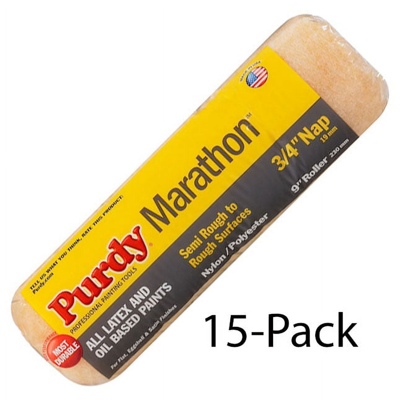 Genuine Purdy 15 Pack Marathon 9" x 3/4" Nap Roller Covers 144602094 ...