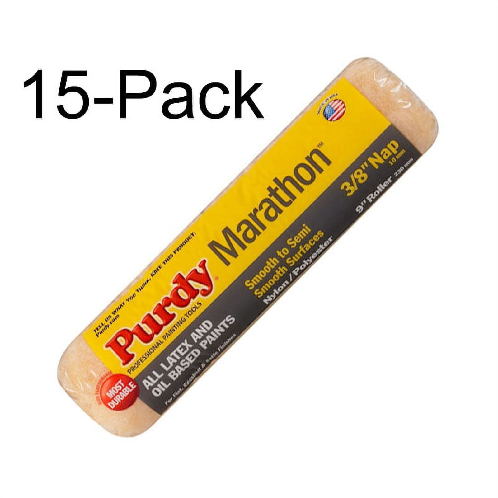 Genuine Purdy 15 Pack Marathon 9" x 3/8" Nap Roller Covers 144602092 ...