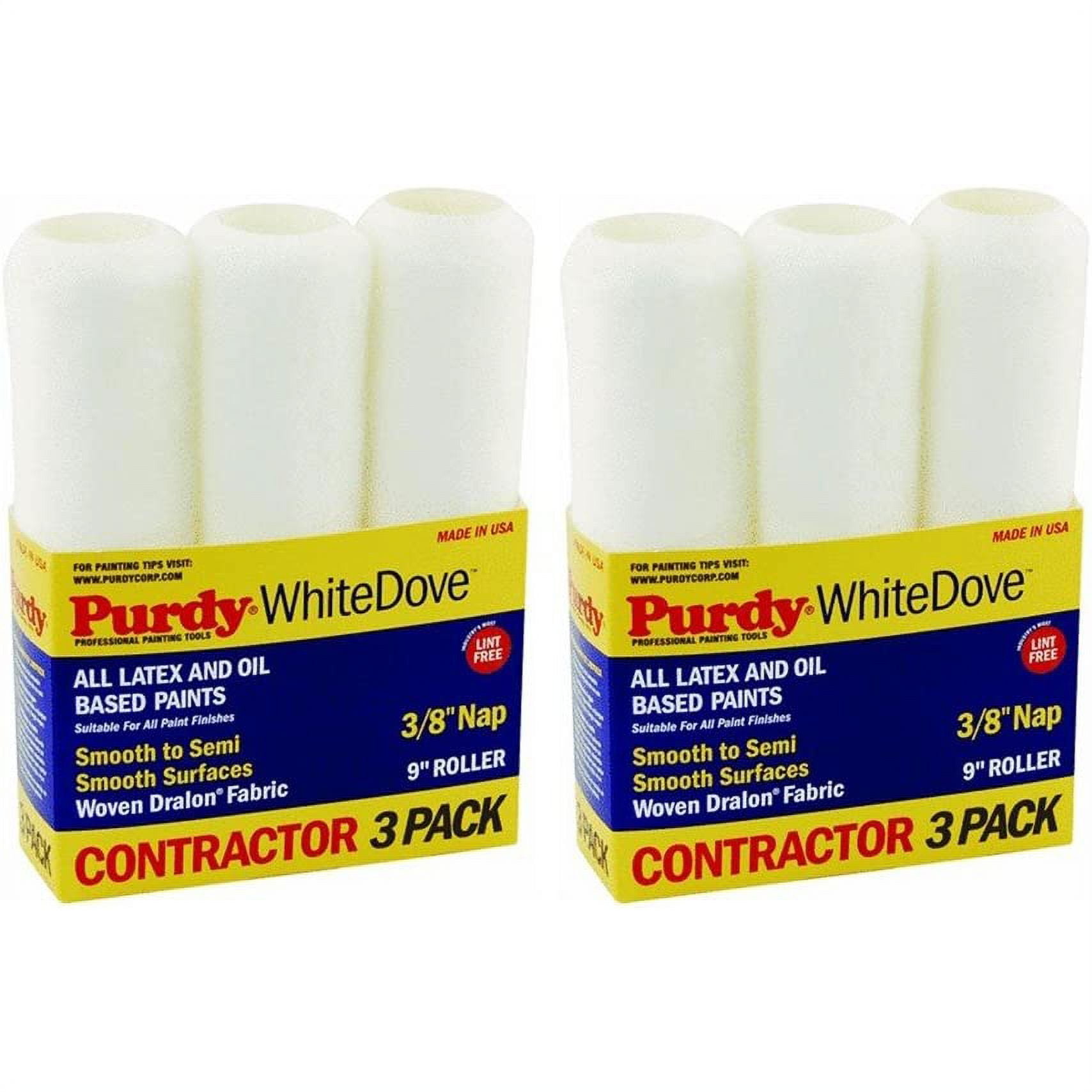 Genuine Purdy 2 Sets of White Dove 3 Multi-Pack 9" x 3/8" Nap Roller ...