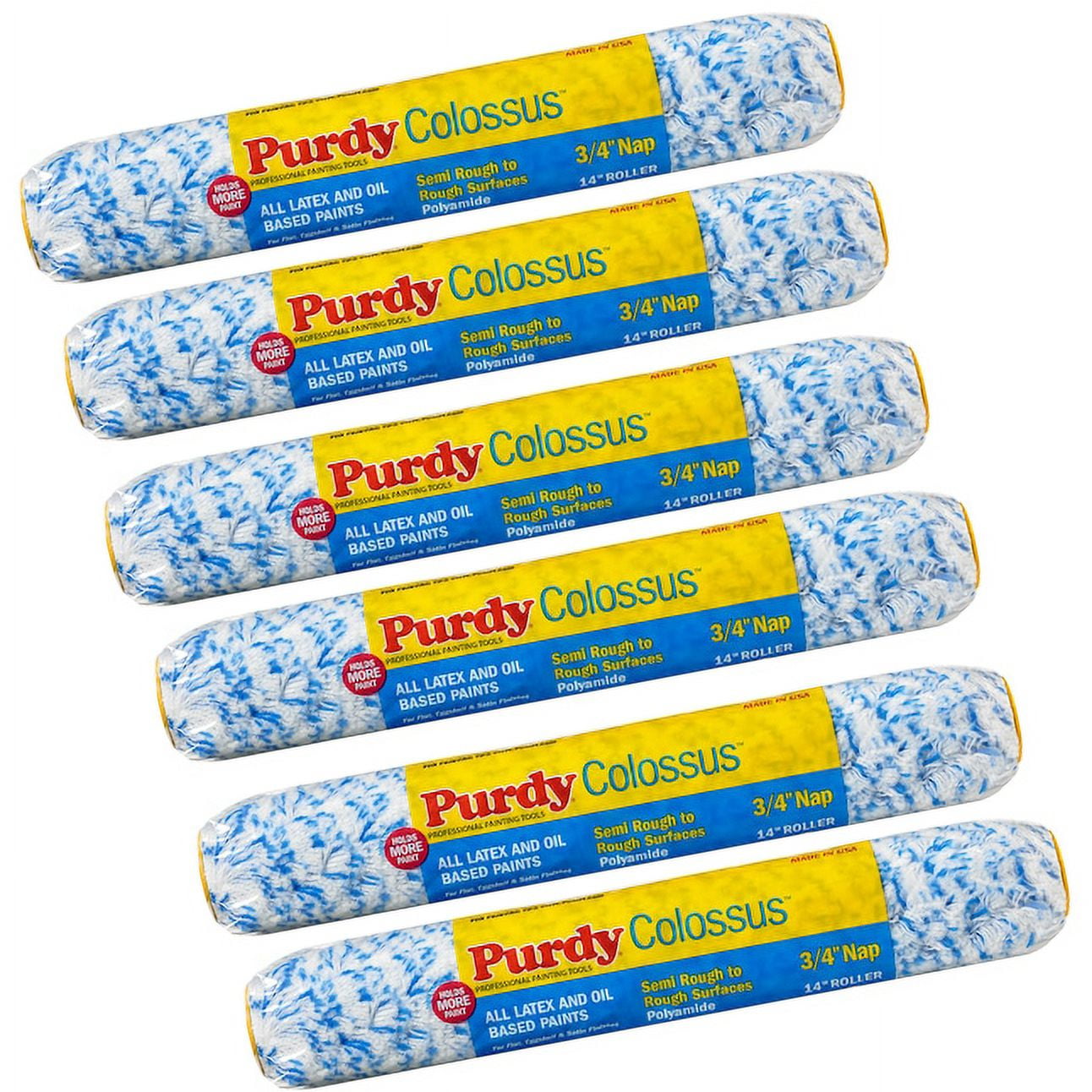 Genuine Purdy 6 Pack Colossus 14" x 3/4" Nap Roller Covers 14A630144 ...