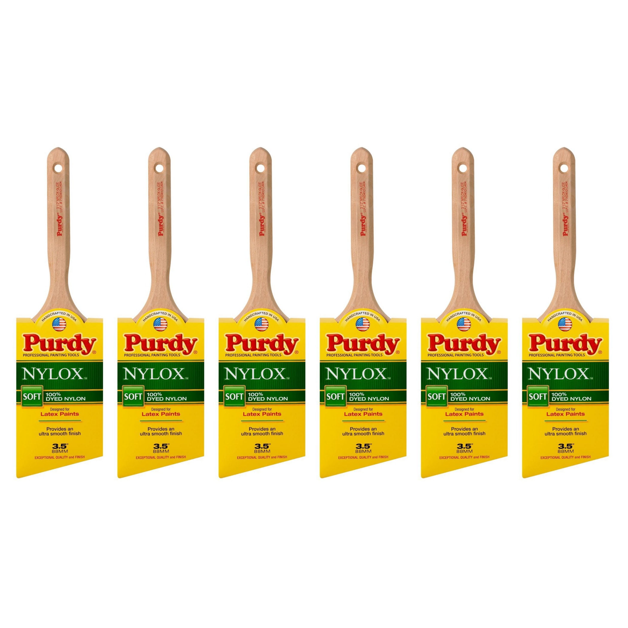 Genuine Purdy 6 Pack Nylox Glide Angular 3-1/2" Paint Brushes 144152235 ...
