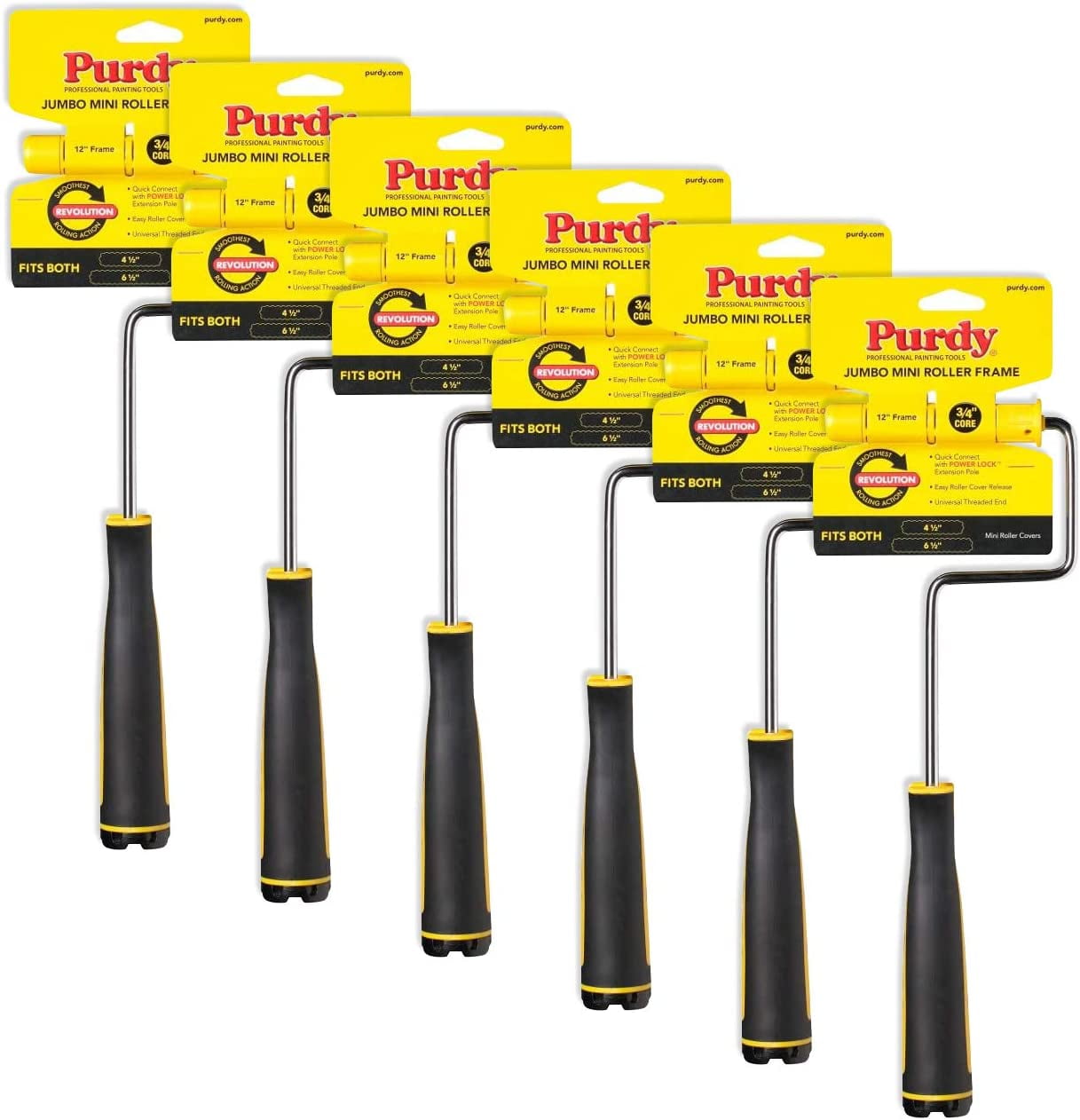 Genuine Purdy 6 Pack Revolution Jumbo Mini 12" Roller Frames 14A770014 ...
