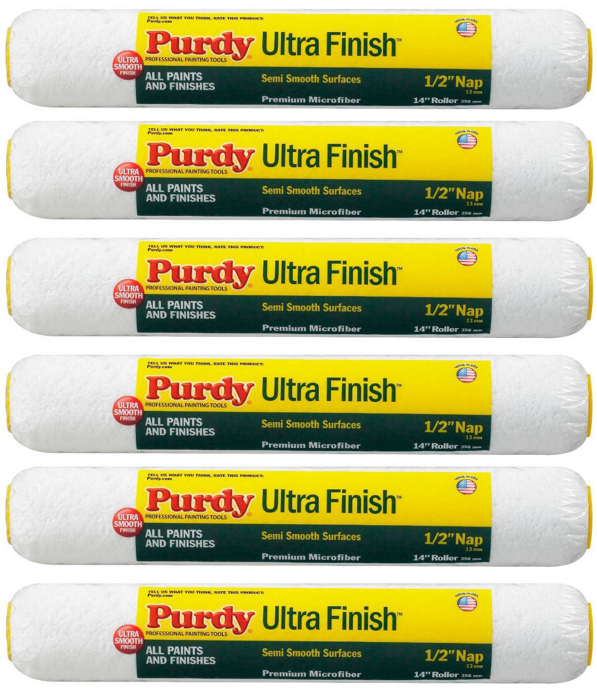 Genuine Purdy 6 Pack Ultra Finish 14" x 1/2" Nap Roller Covers ...