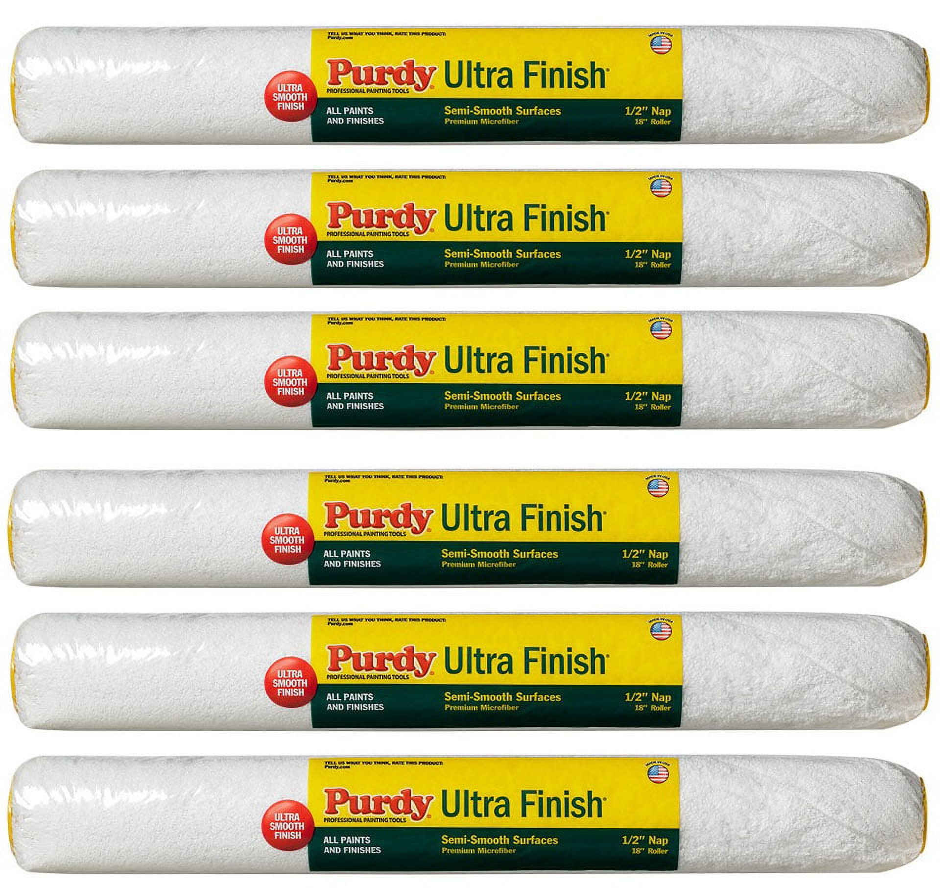 Genuine Purdy 6 Pack Ultra Finish 18" x 1/2" Nap Roller Covers ...