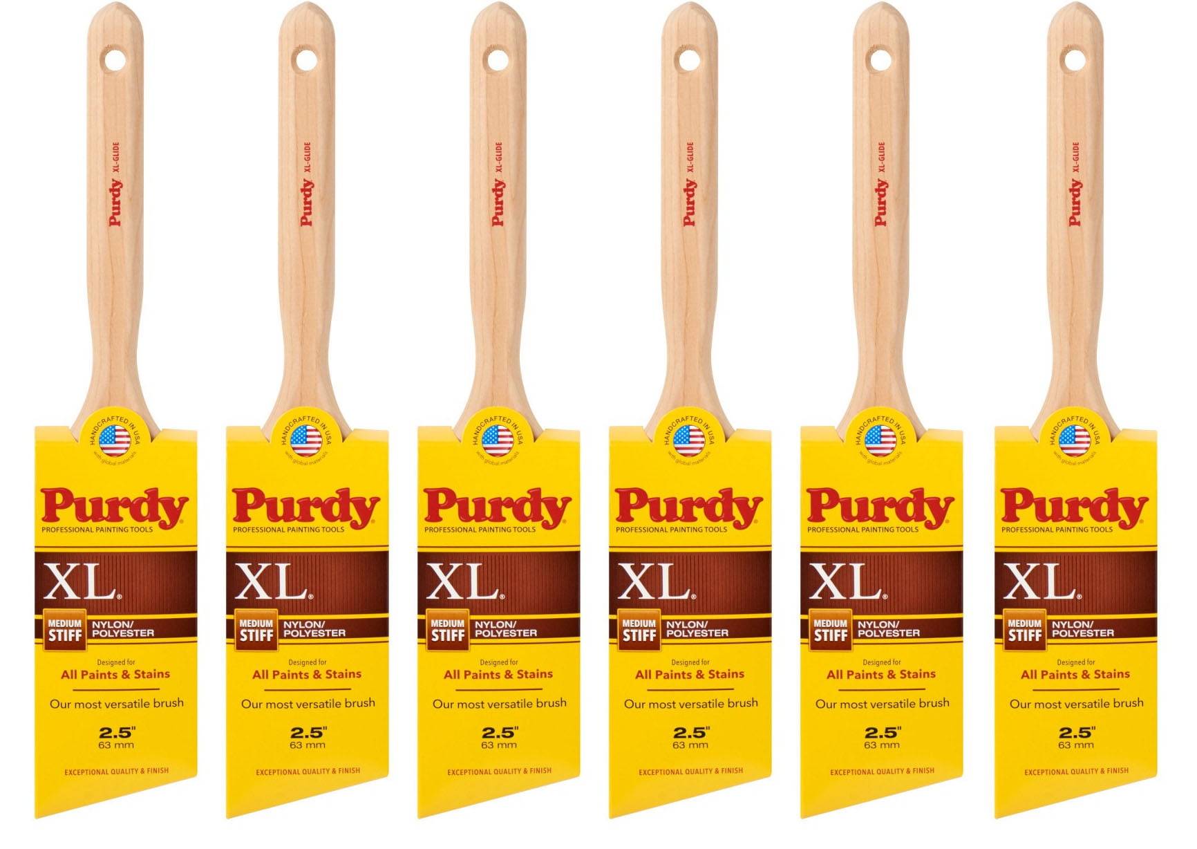 Genuine Purdy 6 Pack XL Glide Angular 2-1/2" Paint Brushes 144152325 ...
