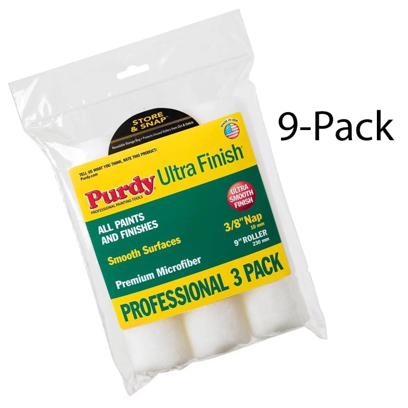 Genuine Purdy 9 Sets of Ultra Finish 3 Multi-Pack 9" x 3/8" Nap Roller ...
