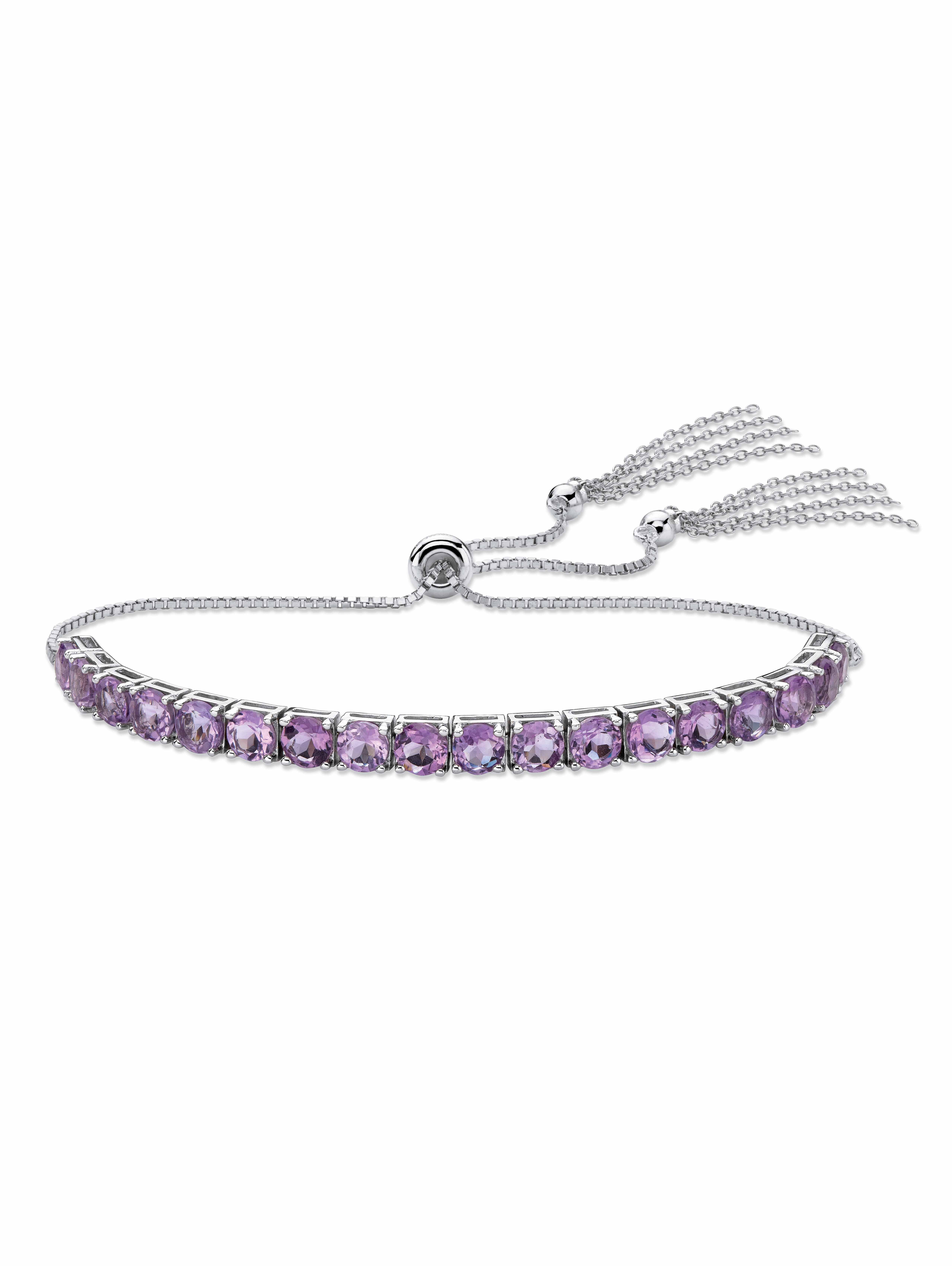 Genuine Purple Amethyst Adjustable Slider Bracelet 3.60 TCW in Platinum ...