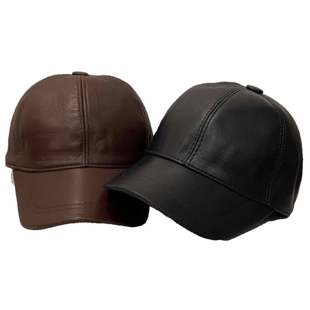 Genuine Real Leather Unisex Baseball Cap - 100% Sheepskin Adjustable 2 ...
