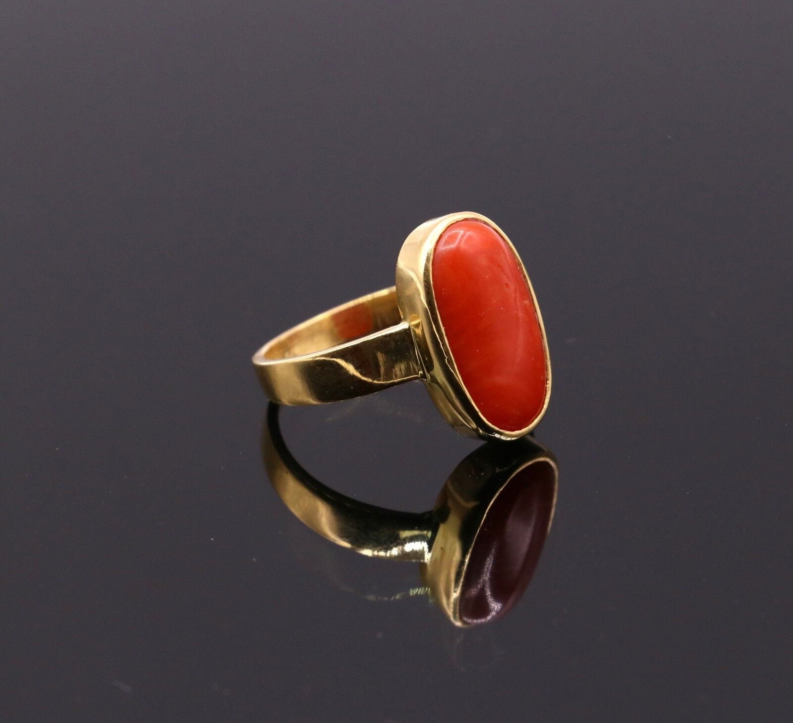 Genuine Red Coral Ring, 14k Gold Plated Ring, Antique Red Coral Ring ...