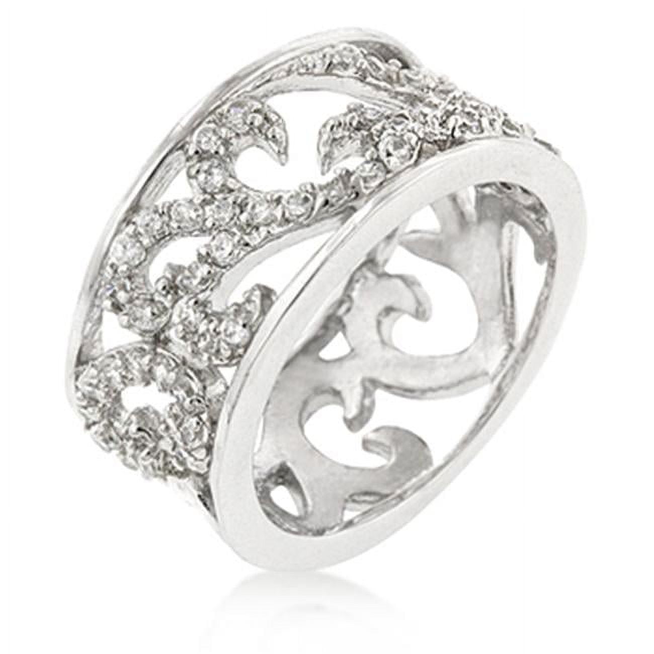 Genuine Rhodium Plated Eternity Ring with Prong Set Small Round Cut ...