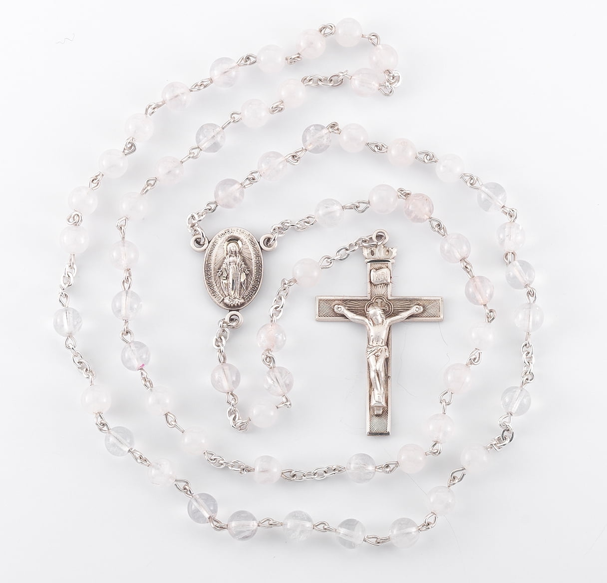 Genuine Rose Quartz Sterling Rosary | Made in USA | Catholic Rosary ...