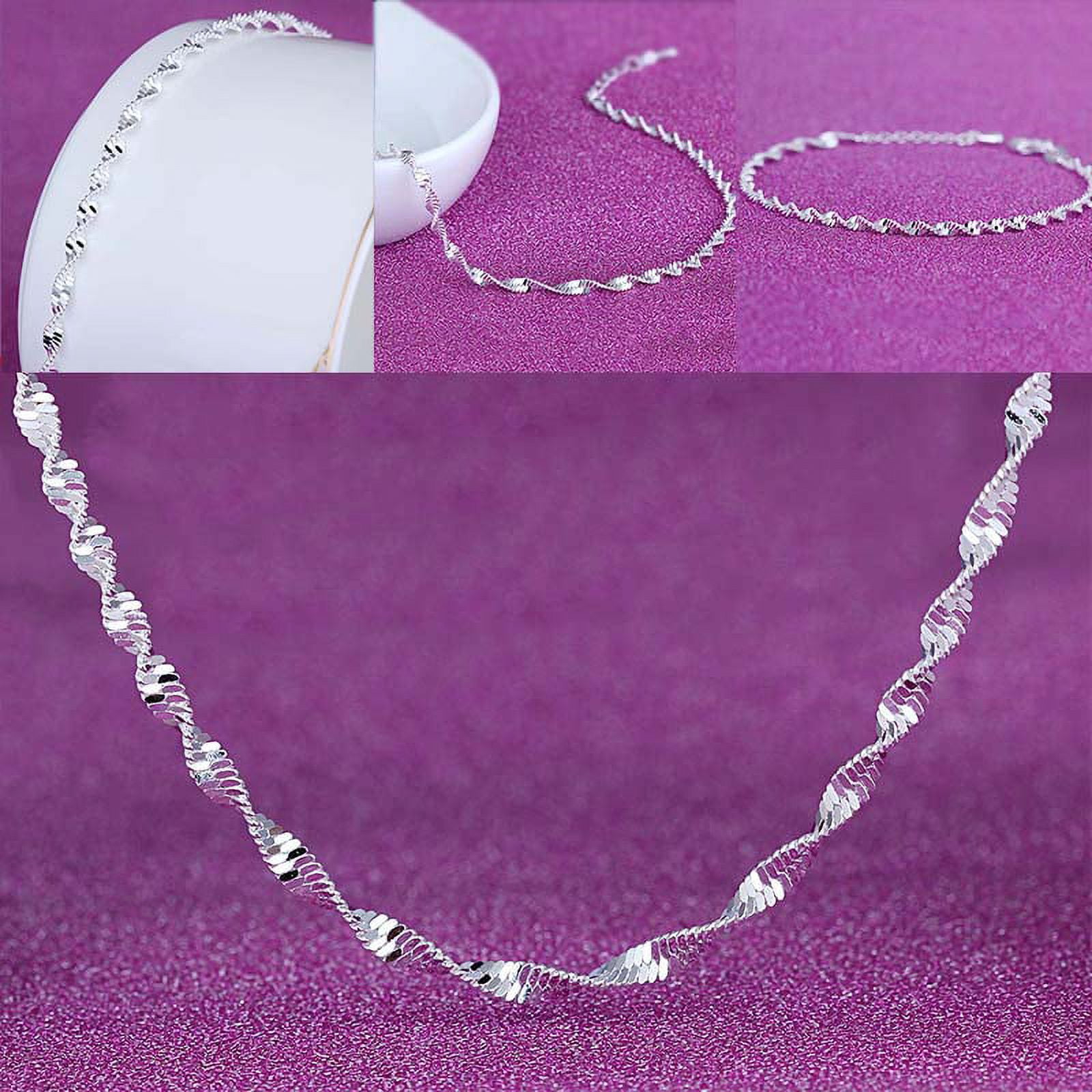 Genuine STERLING SILVER anlet SINGAPORE chain anlet 5cm Tan22 por F7X0 ...