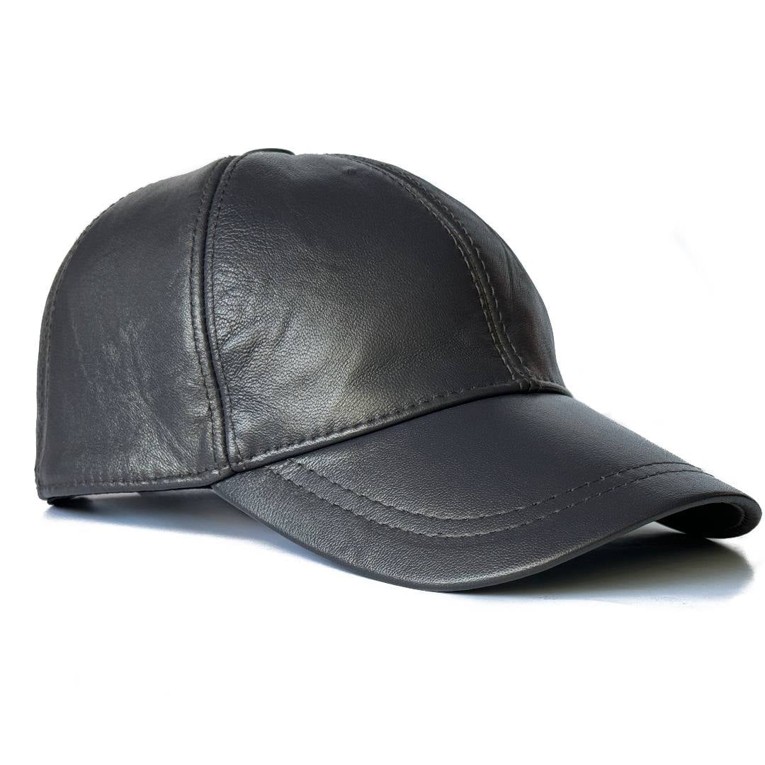Lukkizara Genuine Lambskin Leather Adjustable Fit Baseball Cap, Silver ...