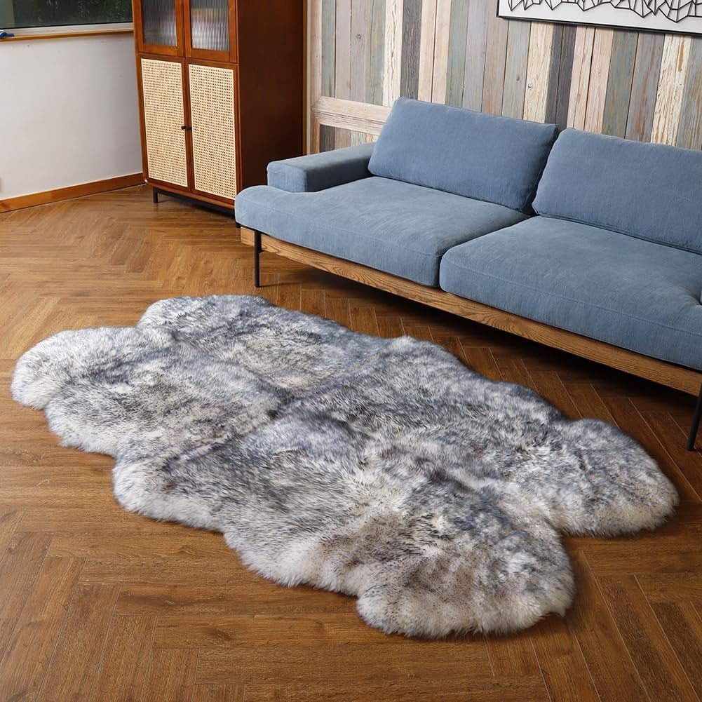 Genuine Sheepskin Area Rug Wool Rug Fur Carpet Fluffy Shaggy Fur Rug ...