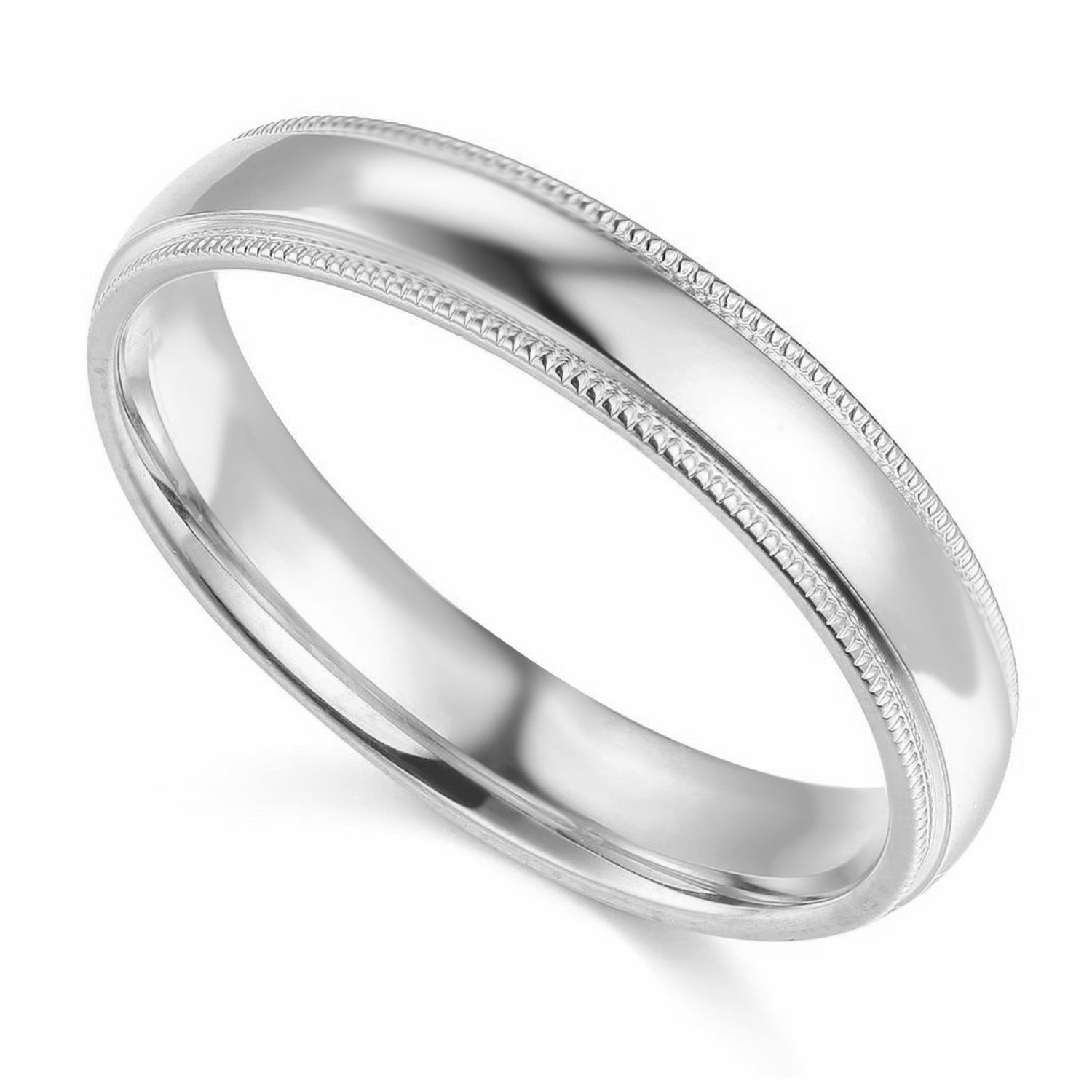 Genuine Solid 14k White or Yellow Gold 4mm Standard-fit Milgrain ...
