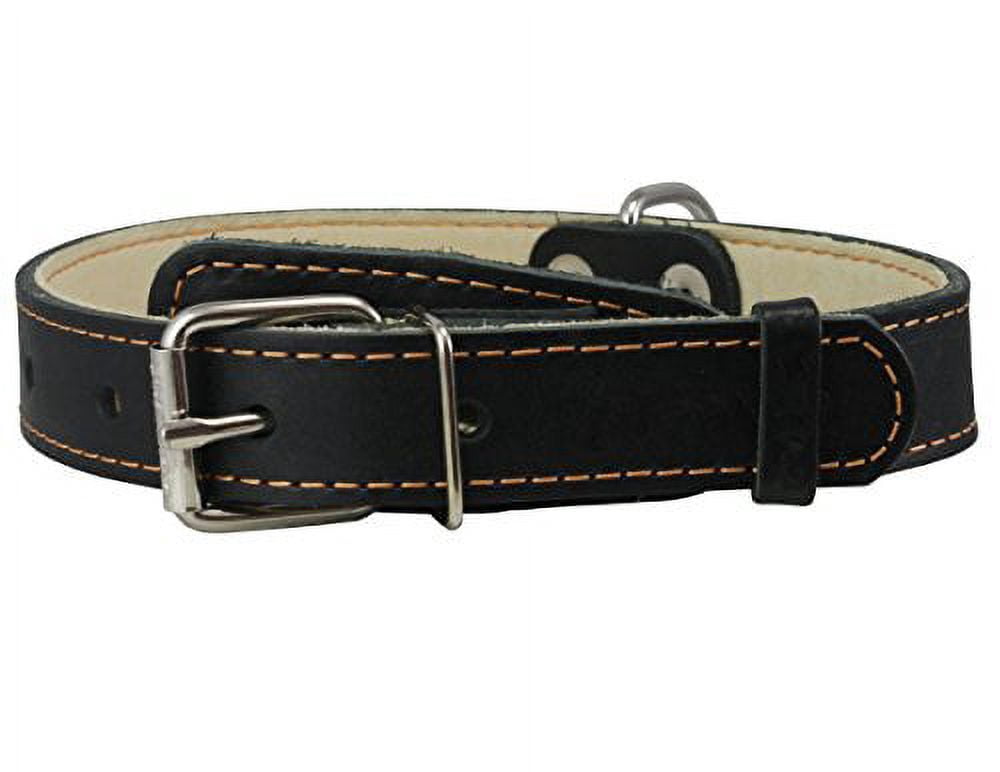 Genuine Thick Leather Collar for Medium Dogs 15"-20" Neck Size, 1" Wide ...