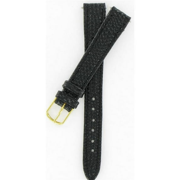 Genuine Timex, 12mm, Black, Lizard Grain, Regular Length, Gold Tone ...