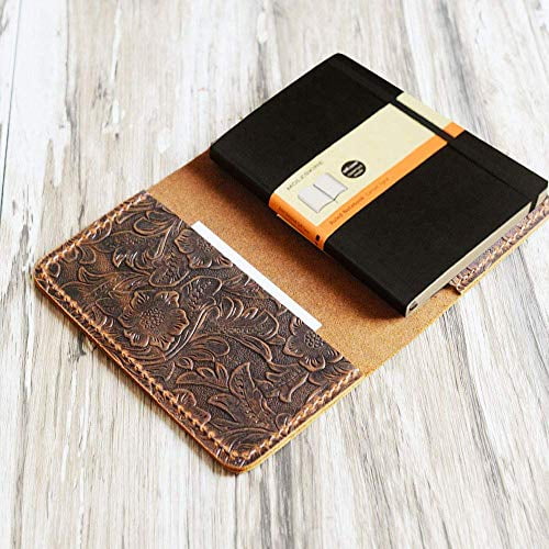 Genuine Tooled Leather cover for moleskine classic notebook Large size ...